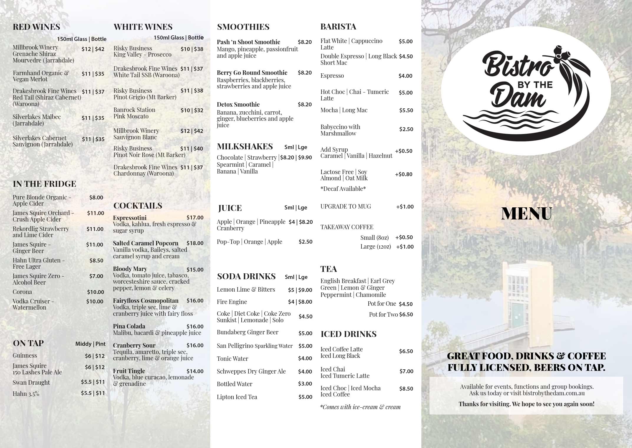 Menu - Bistro By The Dam