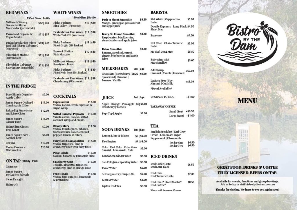 Menu - Bistro By The Dam
